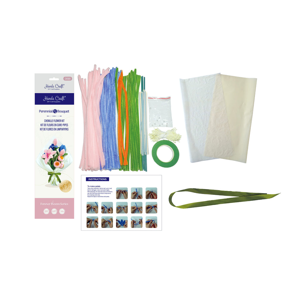 Hands Craft Chenille Craft Kit | Pink & Blue Flower Bouquet Mix – Hands Craft US, Inc.