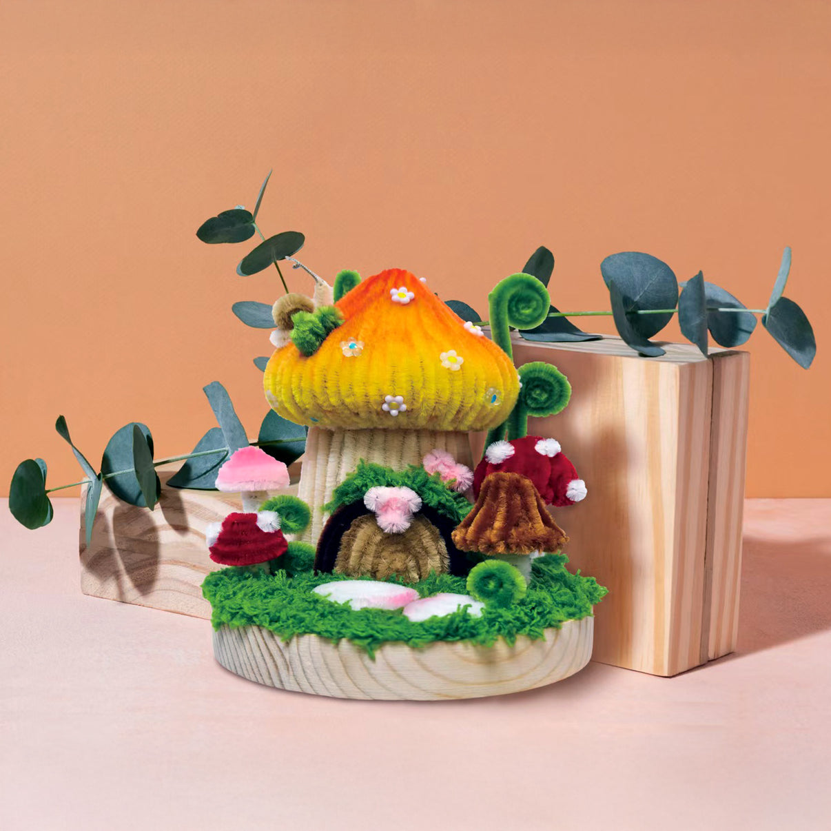Hands Craft DIY Chenille Craft Kit | Mushroom House – Hands Craft US, Inc.