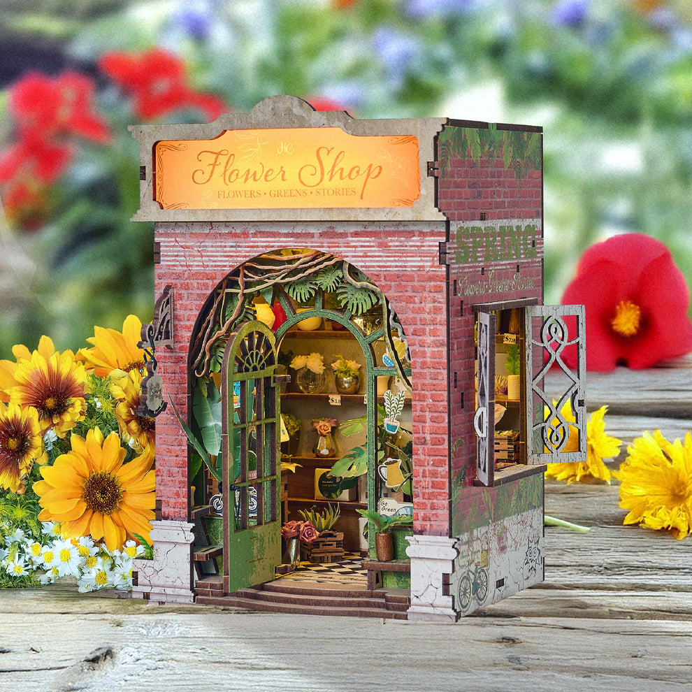 Hands Craft DIY Miniature Book Nook Kit | Flower Shop – Hands Craft US ...